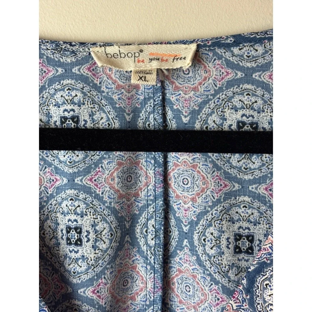 BeBop | Dresses | Womens Xl Sundress Print Deep V Cutout Waist Puff ...